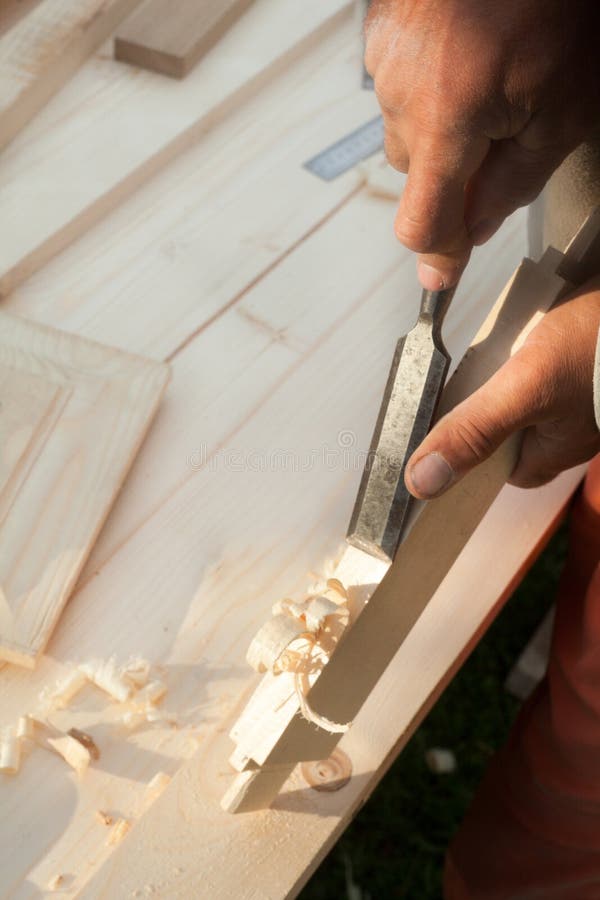 Working with Chisel. Joiner`s Carpenter`s Tools Stock Image - Image of ...