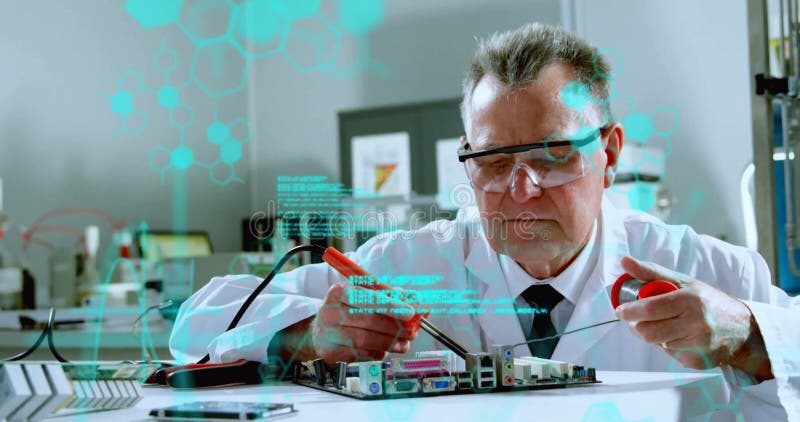 Working on Circuit Board, Technician Using Animation Tools in School ...