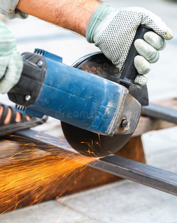 Working with a Circular Saw Cutting Metal Stock Image - Image of ...