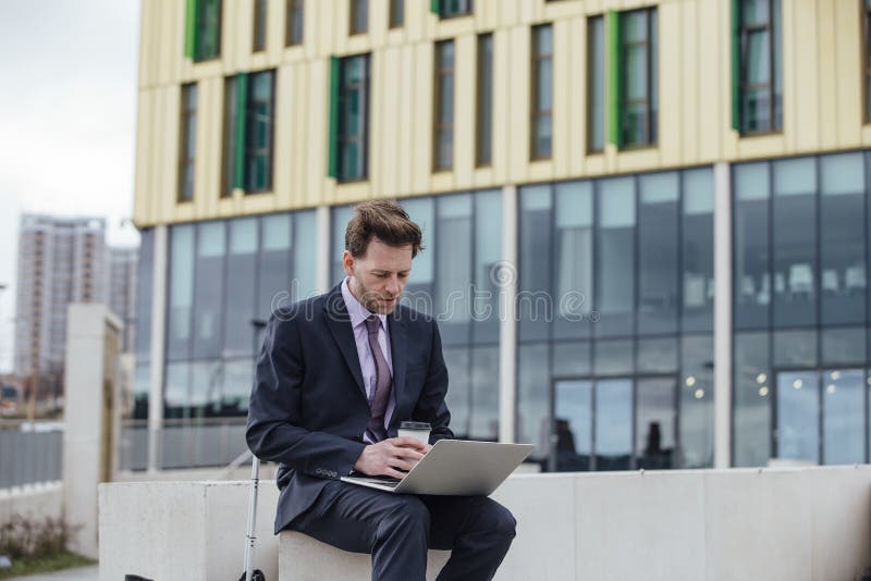 Working in the City stock photo. Image of laptop, businessman - 94451898
