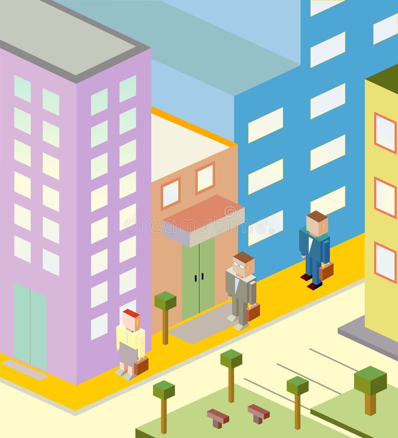 Working in the City stock vector. Illustration of windows - 43255332