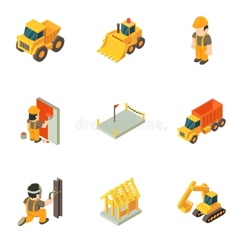 Working Class Icons Set, Isometric Style Stock Vector - Illustration of ...