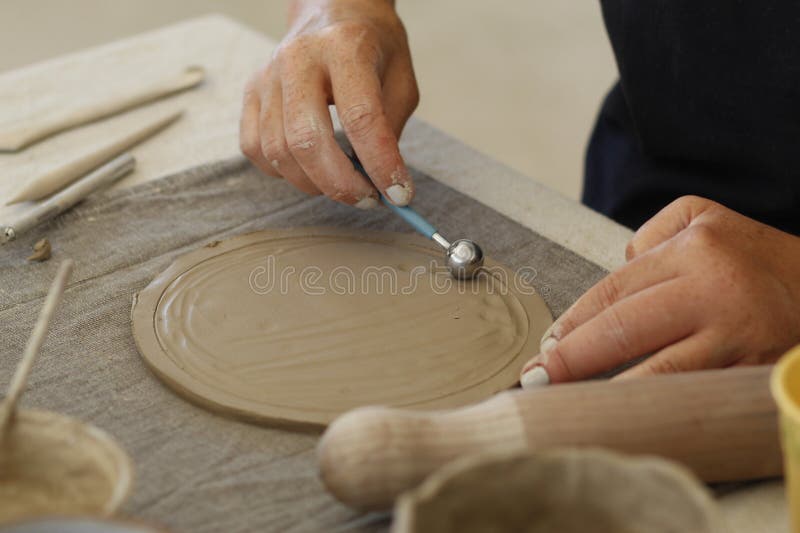 Working with Clay in a Ceramics Studio Stock Photo - Image of produce ...