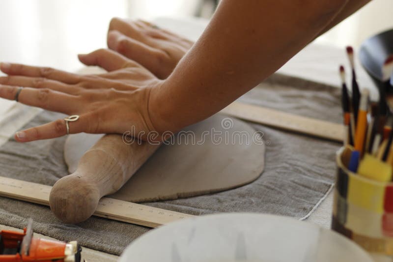 Working with Clay in a Ceramics Studio Stock Photo - Image of clay, hand: 321368378
