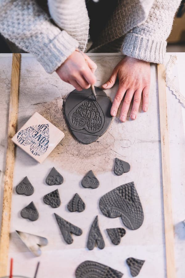 Working with Clay in Pottery Ceramics Workshop Stock Image - Image of ...