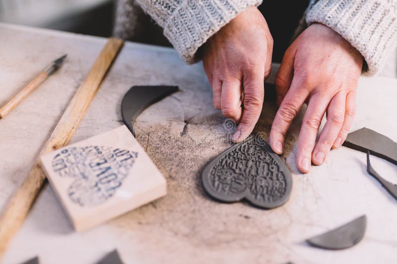 Working with Clay in Pottery Ceramics Workshop Stock Image - Image of ...