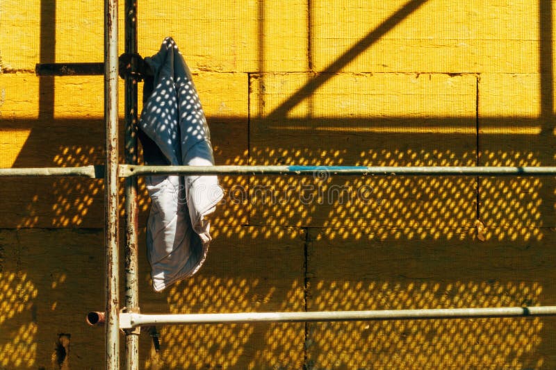 Working Clothes Jacket on Scaffolding on Construction Site Stock Image ...