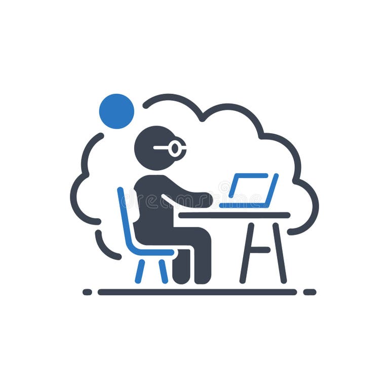 Working from Cloud Icon stock vector. Illustration of person - 376289925