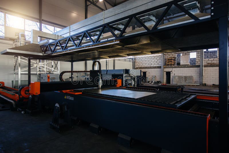 Working CNC Laser Cutting Machine Stock Image - Image of close, beam ...