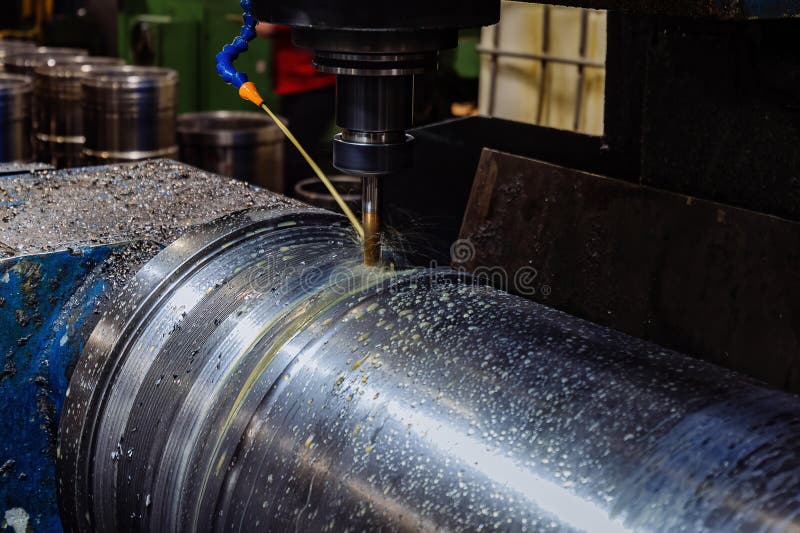 Working CNC Milling Machine with Liquid Coolant Stock Image - Image of ...