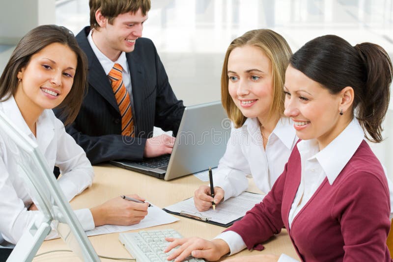 Working colleagues stock image. Image of looking, notes - 7628267