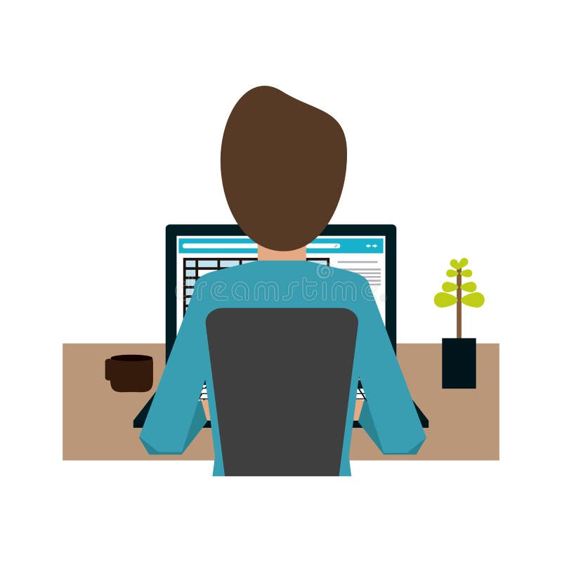 Working with Computer Avatar Stock Vector - Illustration of ...