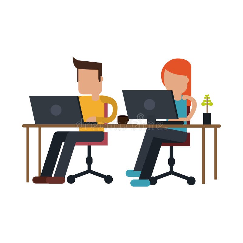 Working with Computer Avatar Stock Vector - Illustration of internet ...