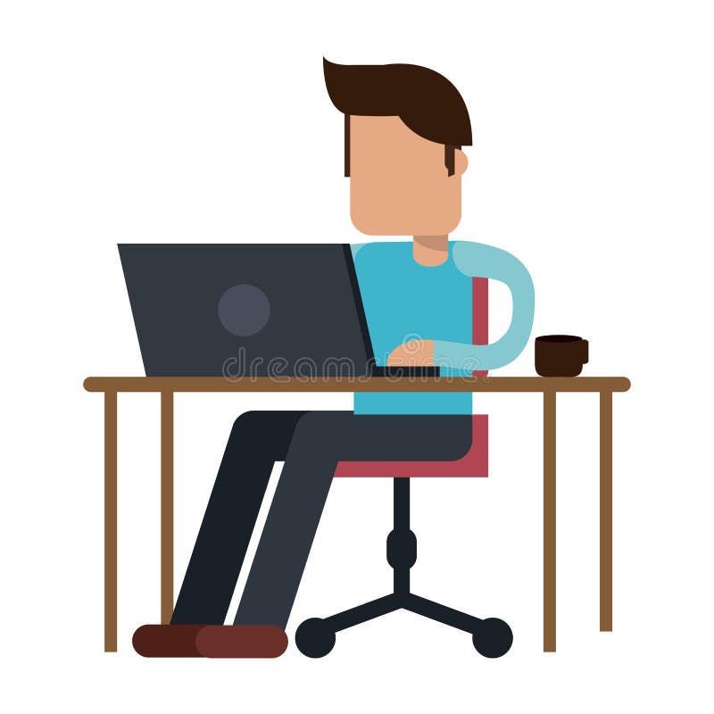 Working with Computer Avatar Stock Vector - Illustration of coworking ...