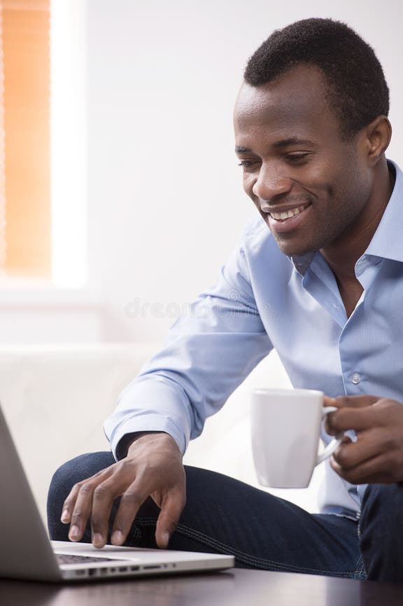 Working at the computer. stock photo. Image of descent - 32741262