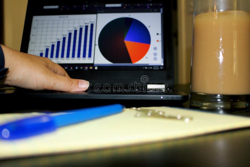 Working on Computer with Coffee Stock Photo - Image of business ...