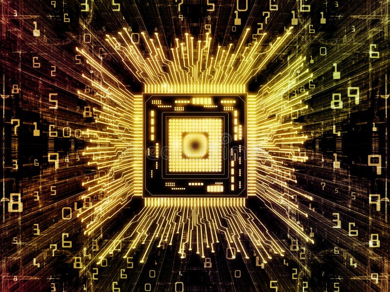 Working Computer CPU stock illustration. Illustration of computation ...