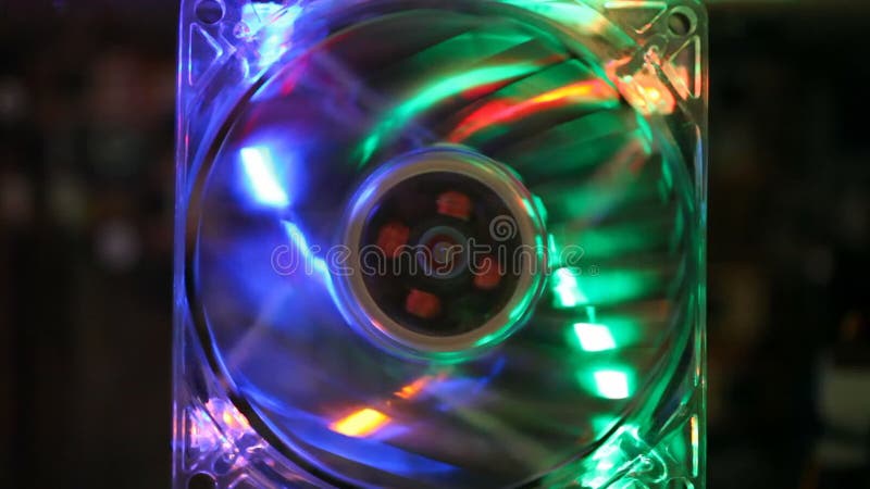 Working Computer Fan with Multicolor LED Stock Video - Video of cooler ...