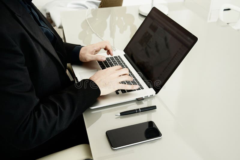 Working at Home on a Clean Desk Stock Photo - Image of modern, internet ...