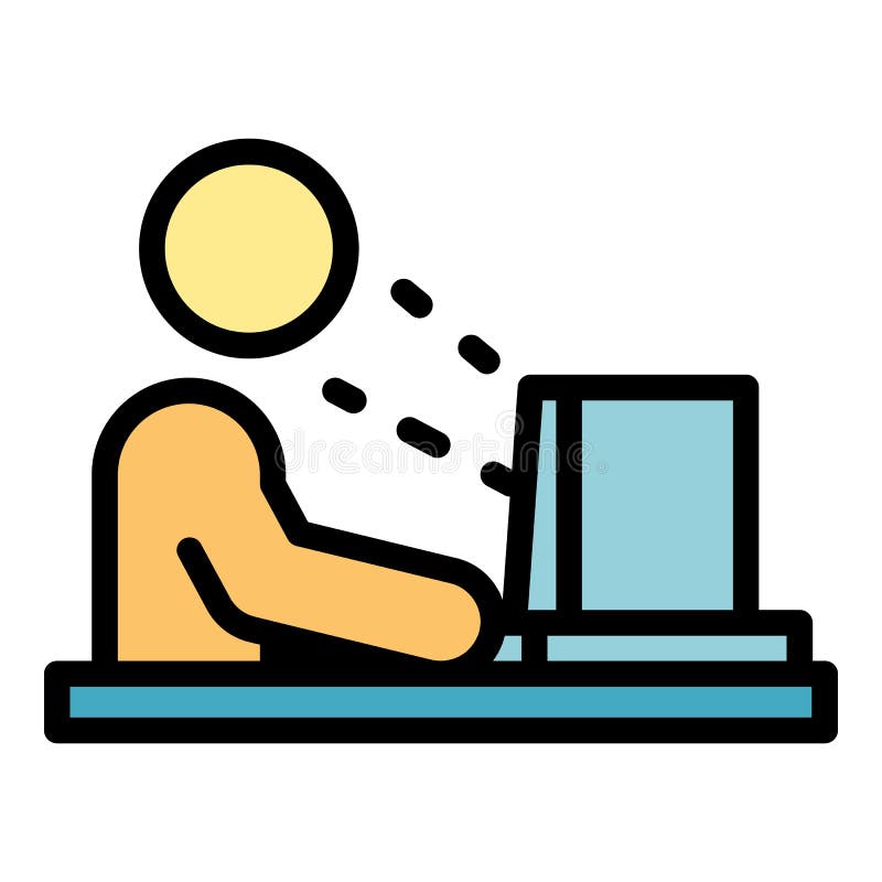 Working Computer Icon Color Outline Vector Stock Illustration ...