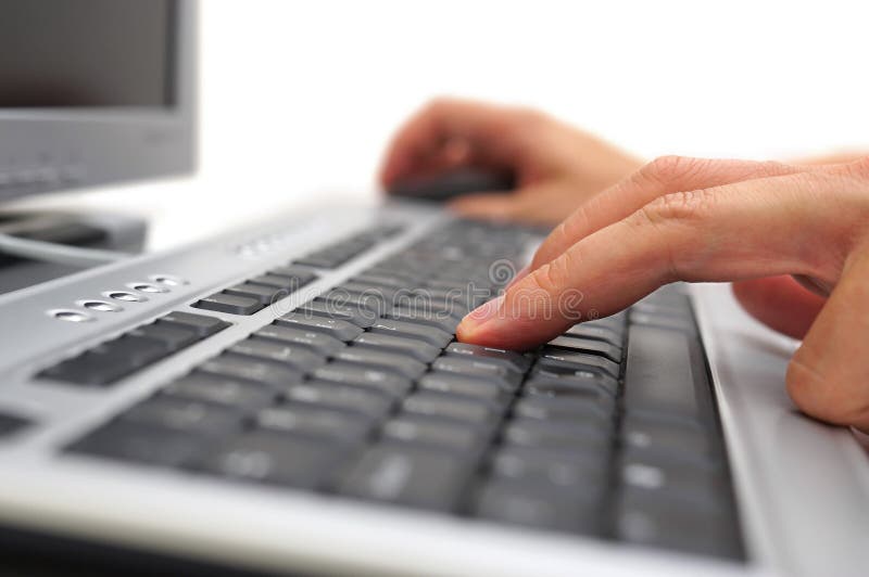 Working on Computer with Keyboard and Mouse Stock Photo - Image of ...