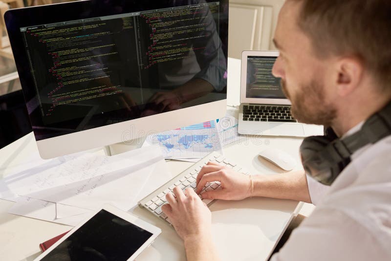 Working with Computer Language Stock Photo - Image of programmer ...