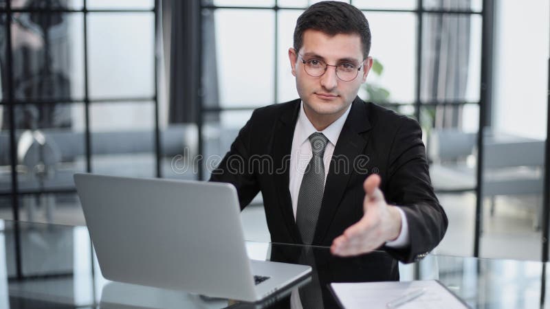 Caucasian Middle-aged Man, Personnel Manager at the Table, Stock Photo ...