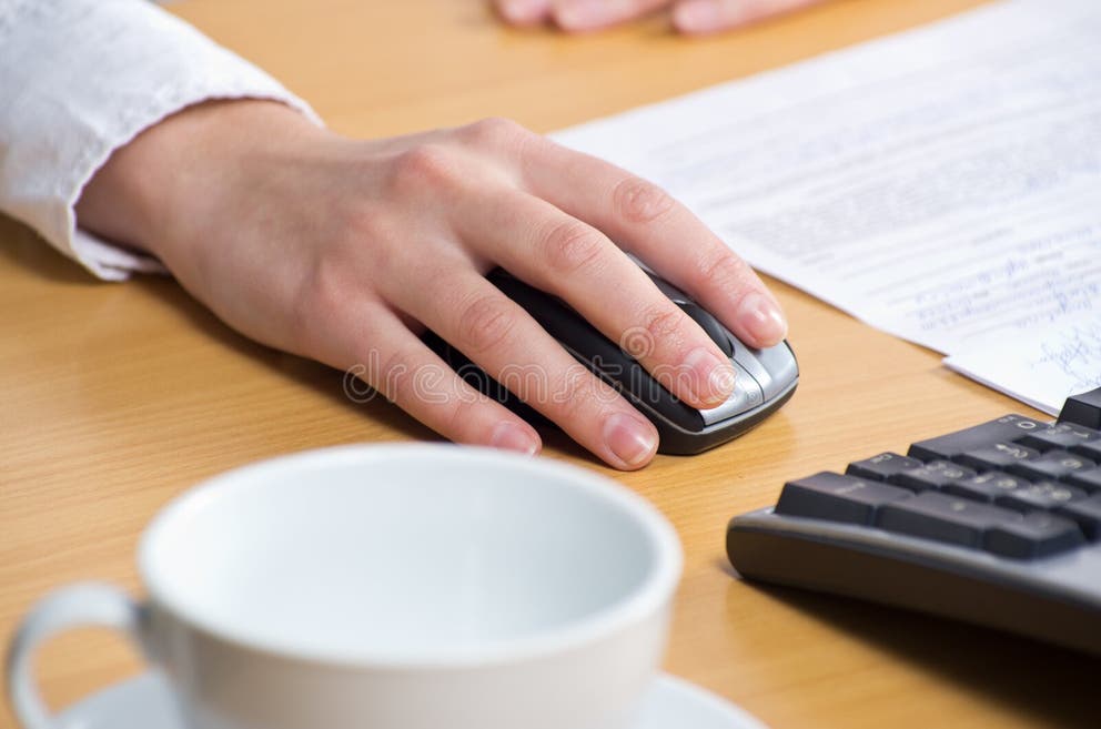 Working with Computer Mouse Stock Photo - Image of woman, computer ...