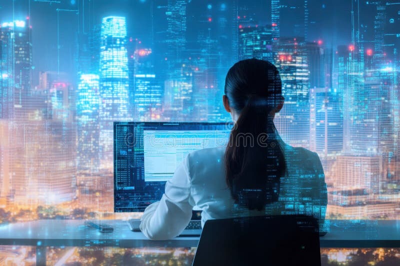 Urban Ai Programmer Working Late Night Stock Photos - Free & Royalty ...