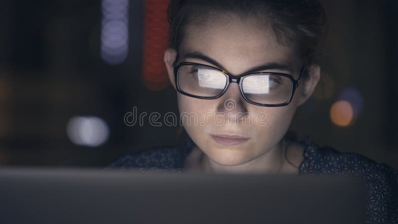 Computer at night stock image. Image of work, internet - 4863205