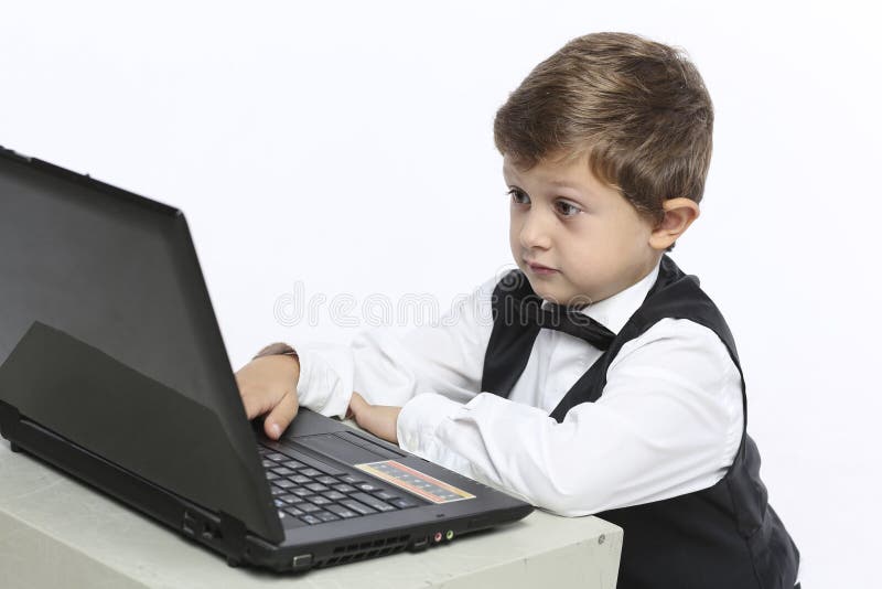 Working on Computer Problem Stock Image - Image of puzzled, child: 34262629