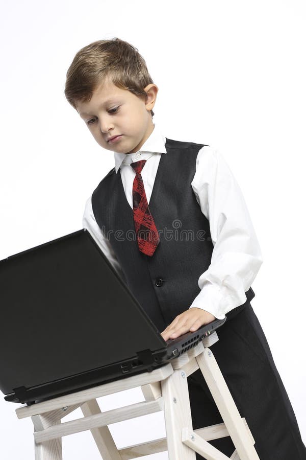 Working on Computer Problem Stock Image - Image of puzzled, child: 34262629