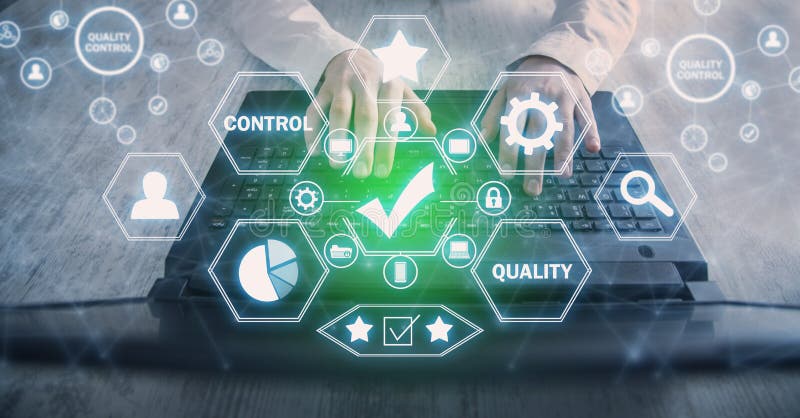 Working on Computer. Quality Control, Guarantee, Standards Stock Image ...