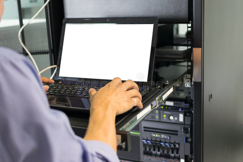 Working on computer server stock image. Image of people - 67108777