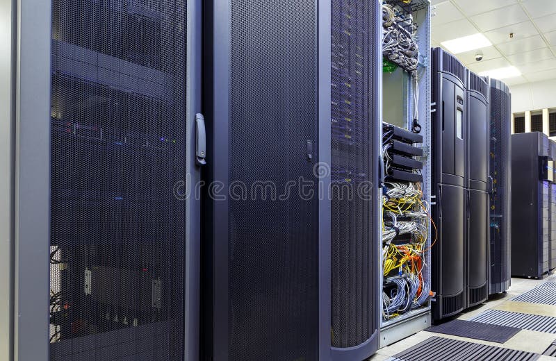 Working Computer Server for Latticed Doors. Stock Image - Image of ...