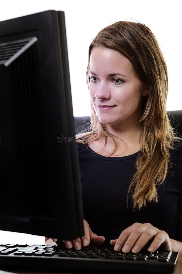 Working on the computer stock image. Image of female - 59951715