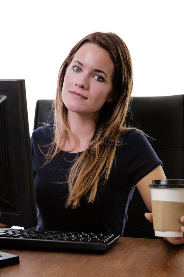 Working on the computer stock image. Image of beautiful - 59973533