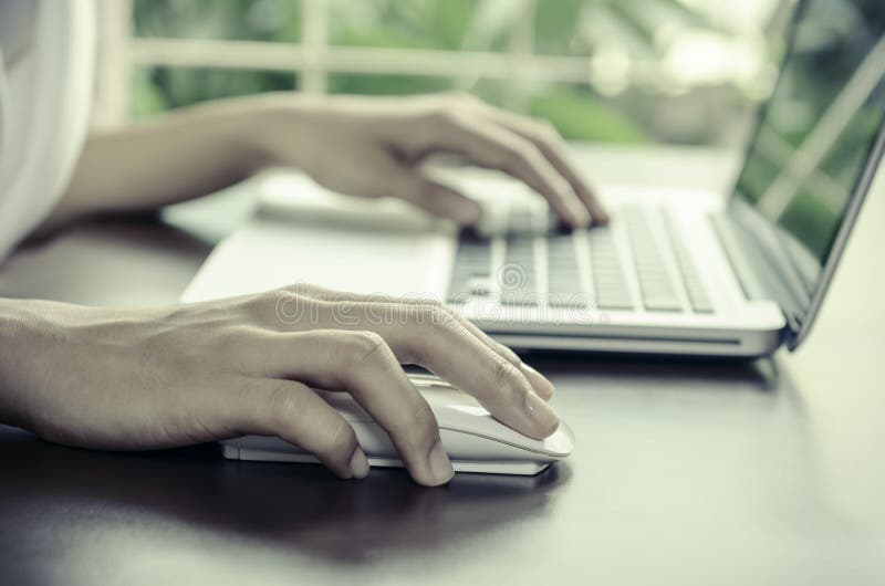 Working with computer stock image. Image of email, hand - 50863739