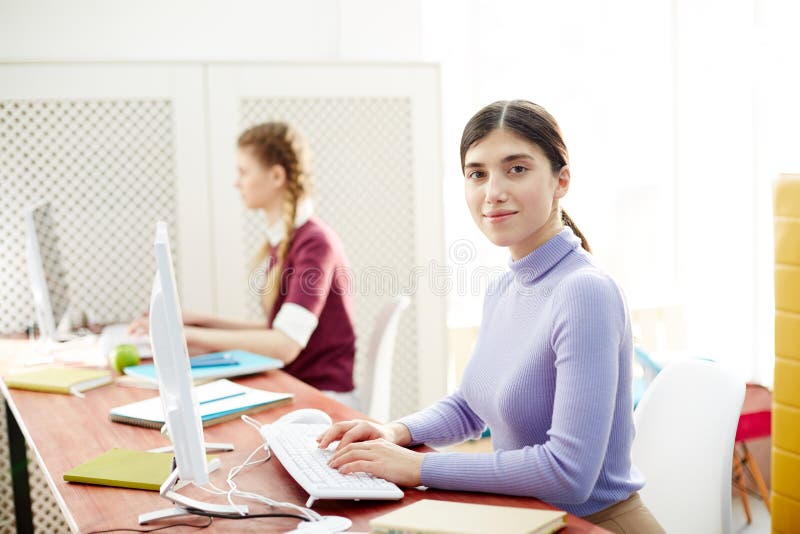 Working by computer stock image. Image of adolescent - 116446075