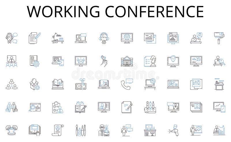 Working Conference Line Icons Collection. Skills, Experience, Training ... Working Conference Line Icons Collection. Skills, Experience, Training ...