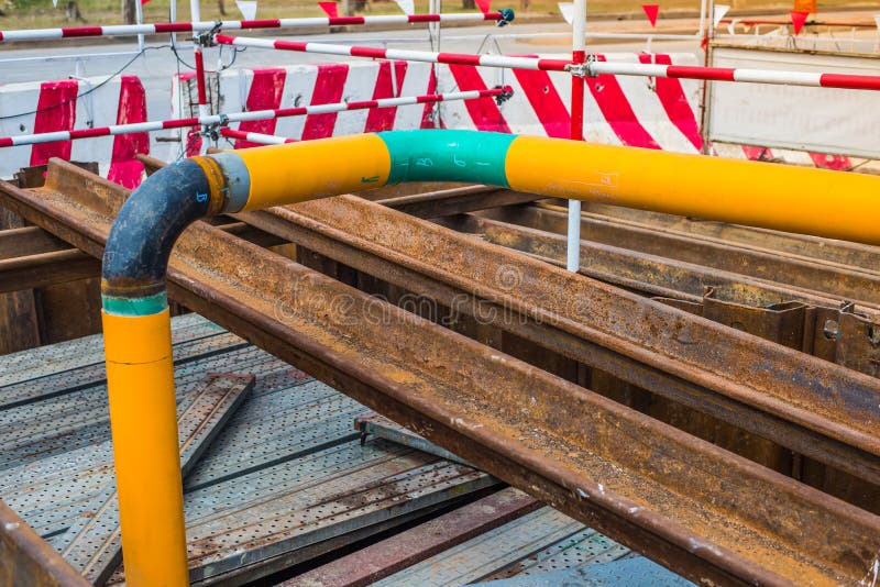 Working Construction Gas Pipeline Stock Image - Image of pipe, mover ...