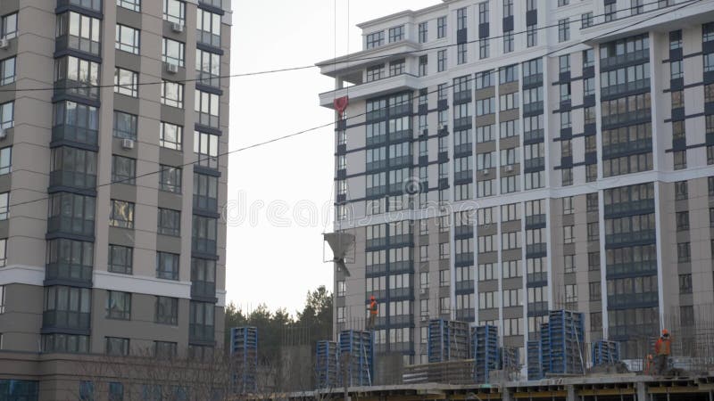 Working Construction Site. Large Construction Site with High Tower ... Working Construction Site. Large Construction Site with High Tower ...