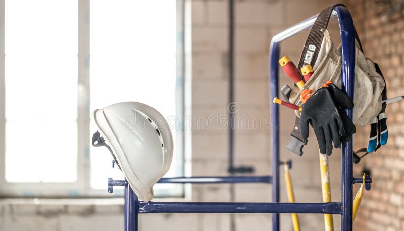Working Construction Tool. Builder`s Accessories Stock Image - Image of ...