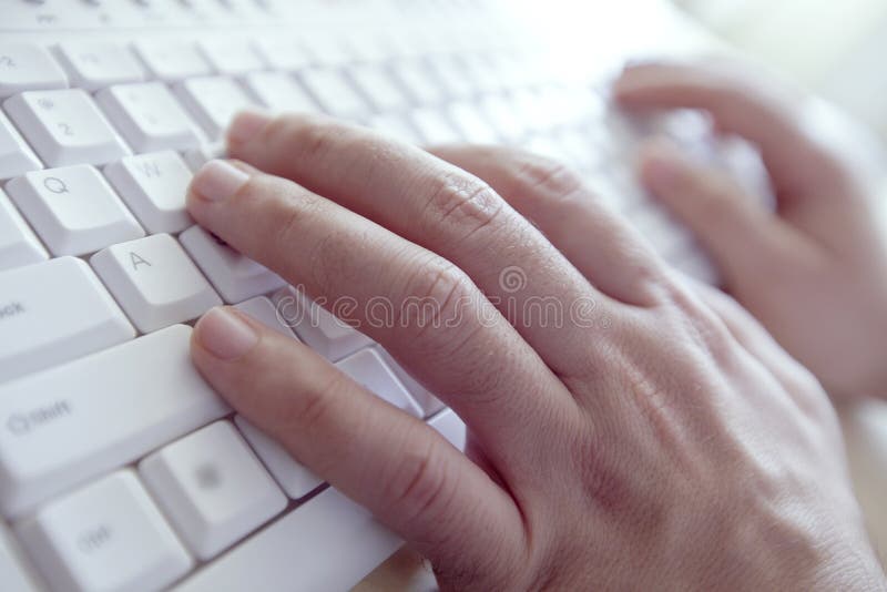 Working at cpmputer stock photo. Image of employee, hand - 13406468