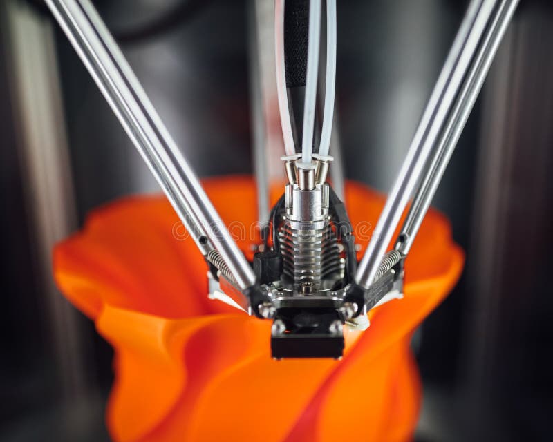 Working 3d printer head stock image. Image of orange - 98654937