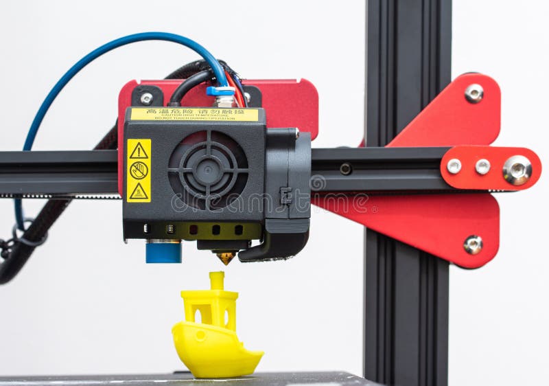 Working 3d Printer. Printhead with Hotend and Fan Close-up Stock Image ...