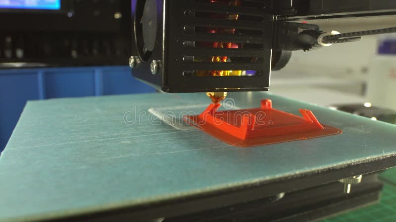 Working 3D Printer Prints the Mechanical Part is Made of Red Plastic ...