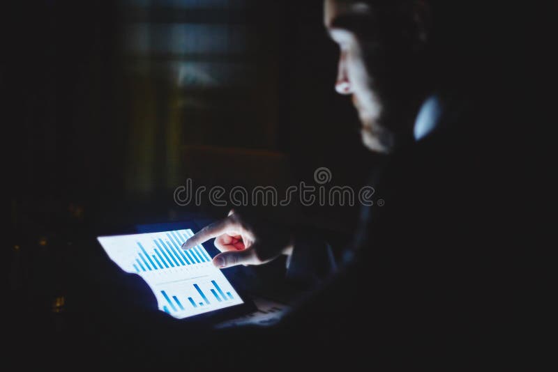 Working in the dark stock photo. Image of businessman - 71306032