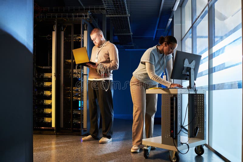 Working in Data Center with Advanced Technology Stock Image - Image of ...