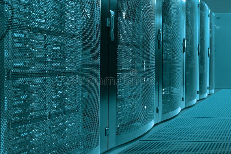 Operational Server Racks. Modern High-tech Telecommunications Database ...